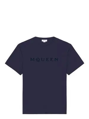 Alexander McQueen Logo T-shirt In Navy - Navy & Jermyn St. Blue