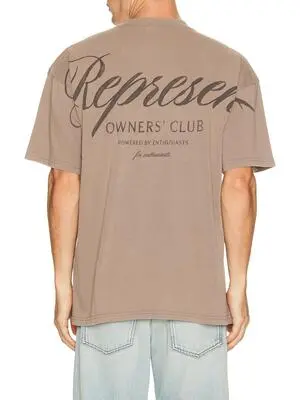 REPRESENT Owners Club Script Tee Shirt In Brown - Truffle