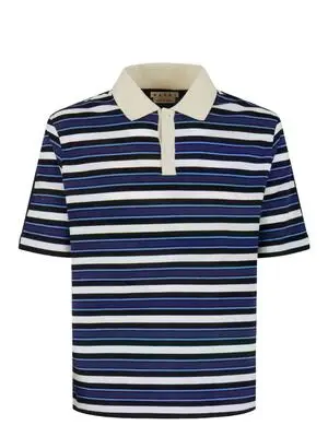 Marni Striped Cotton Polo Shirt - Black