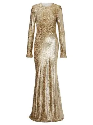 SELF-PORTRAIT Fil Coupé Open-back Maxi Dress - Gold