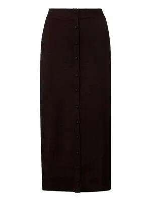 Victoria Beckham Knitted Wool-blend Midi Skirt - Brown