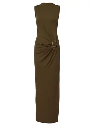 Roland Mouret Gathered Jersey Maxi Dress - Green