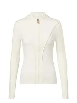 Victoria Beckham Wool-blend Jersey Zip-up Hoodie - White