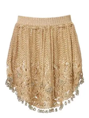 Rabanne Crochet Embellished Lamé Miniskirt - Gold