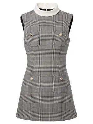 SELF-PORTRAIT Prince Of Wales Check Mini Dress - Grey