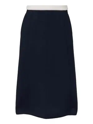 Max Mara Abaco Pleated Jersey Midi Skirt - Blue