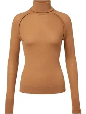 Victoria Beckham Wool Turtleneck Sweater - Brown