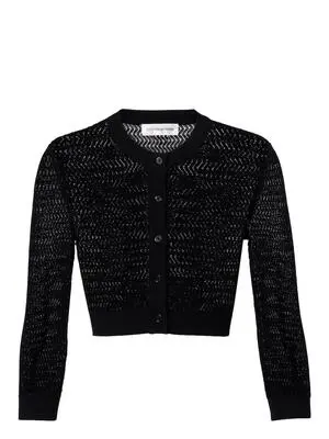 Victoria Beckham Pointelle Cropped Cardigan - Black