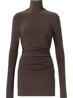 Norma Kamali Pickleball Mockneck Mini Dress - Brown