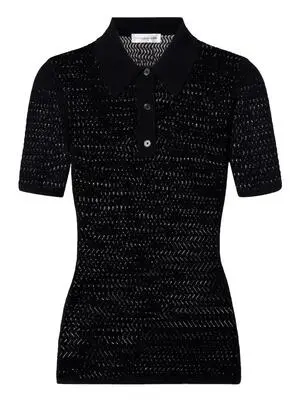 Victoria Beckham Pointelle Polo Shirt - Black