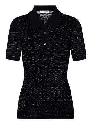 Victoria Beckham Pointelle Polo Shirt - Black