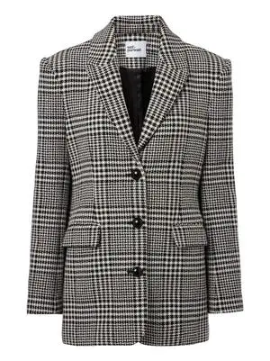 SELF-PORTRAIT Houndstooth Oversized Blazer - Black