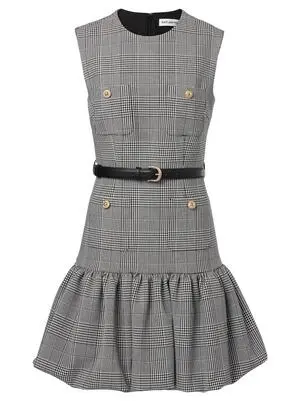 SELF-PORTRAIT Prince Of Wales Check Mini Dress - Grey