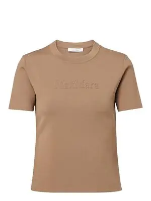 Max Mara Logo Embroidered T-shirt - Brown