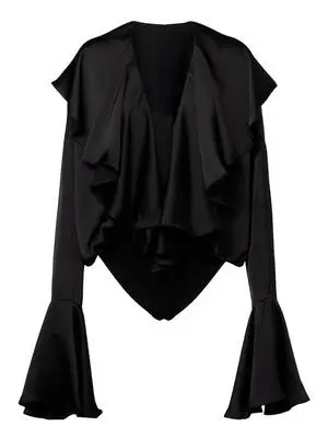 Norma Kamali Ruffled Bodysuit - Black