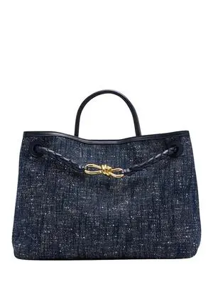 Bottega Veneta Andiamo Medium Boucle Denim Tote Bag - Denim/navy
