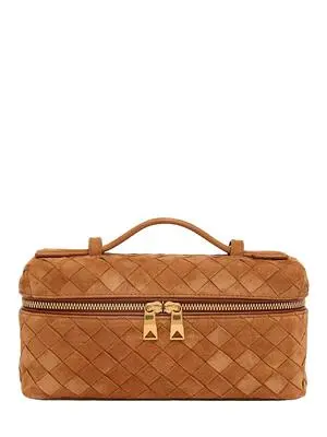 Bottega Veneta Intrecciato Suede Crossbody Bag Amber