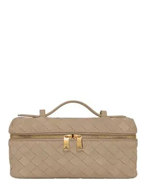 Bottega Veneta Intrecciato Suede Crossbody Bag Ecru