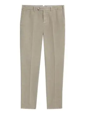Brunello Cucinelli Modern Fit Flat-Front Pants Khaki