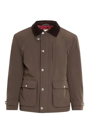 Brunello Cucinelli Nylon Jacket With Corduroy Collar - Brown