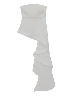 REISS Draped-hem Strapless Silk Corset Top - Ivory