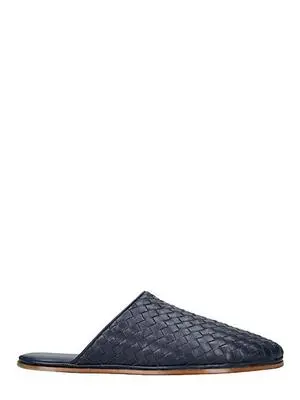 Bottega Veneta Intrecciato-weave Leather Mules - Blue/dark