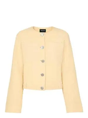 Whistles Patch-pocket Collarless Textured Cotton Jacket - Butter