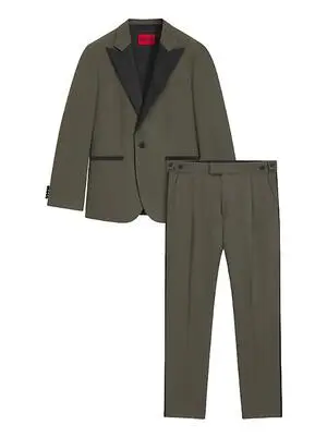 Hugo Contrast-trim Regular-fit Stretch Wool-blend Suit - Open Green