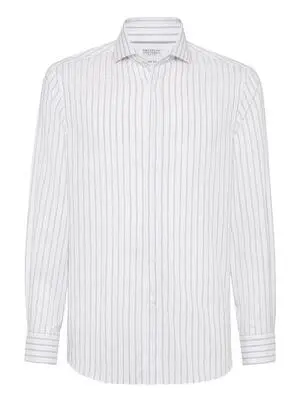 Brunello Cucinelli Striped Shirt - Navy Blue