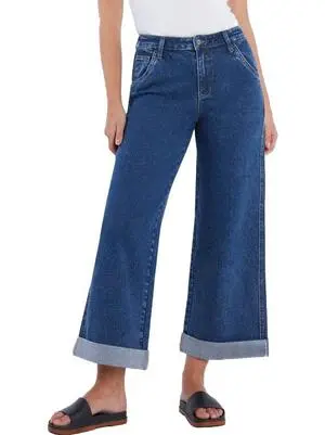 HINT OF BLU High-rise Wide Leg Jeans - Unity Blue