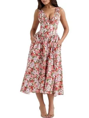 House Of Cb Floral Print Sleeveless Dress - Rose Print