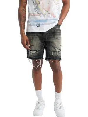 BILLIONAIRE BOYS CLUB Bb Cadet Distressed Denim Shorts - Crater Black