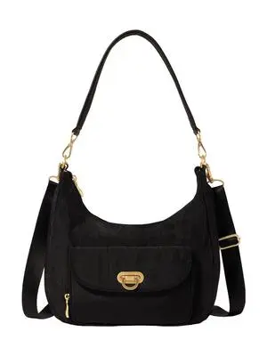 BAGGALLINI Coastal Flip Lock Half Moon Bag Black W/ Gold Hardware