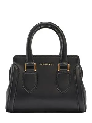 Alexander McQueen Mini Birdee Leather Top Handle Bag Black/ Gold