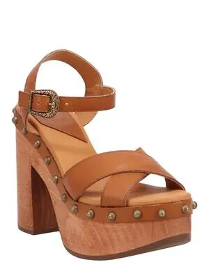 DINGO Lotus Ankle Strap Platform Sandal Tan