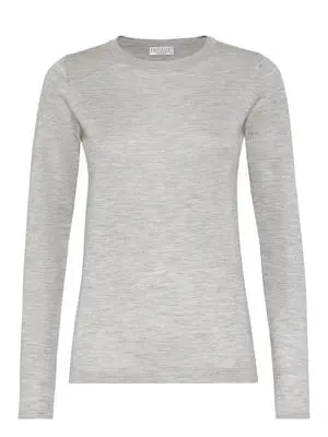 Brunello Cucinelli Cashmere And Silk Crewneck Sweater - Light Grey