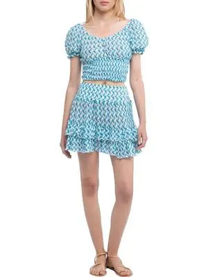 SUNDAY SAINT-TROPEZ Natalia Knit Ruffle Mini Skirt - Turquoise