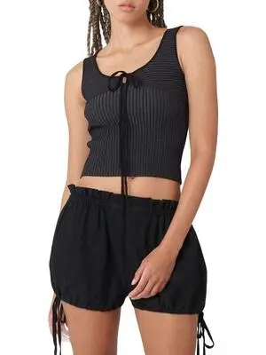 FIND ME NOW Acacia Tie Neck Crop Tank - Black