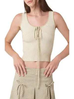 FIND ME NOW Acacia Tie Neck Crop Tank - Light Pastel Yellow