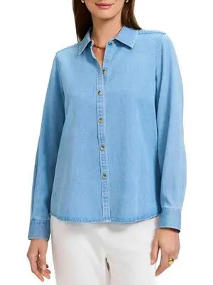 Foxcroft Hampton Denim Shirt - Bleach Wash