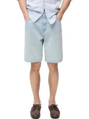 Mango Oversize Denim Bermuda Shorts - Light Blue