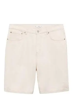 Mango Oversize Denim Bermuda Shorts - Off White