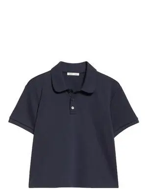 Sandy Liang Louise Piqué Polo - Navy