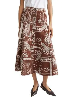 Cinq À Sept Printed A-line Midi Skirt - Dark Sepia