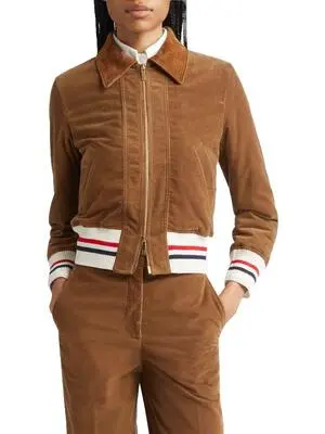 Thom Browne Corduroy Crop Down Bomber Jacket - Brown