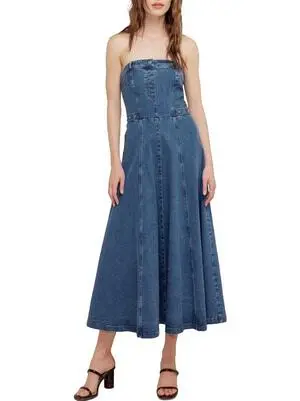 FREEMARKET Strapless Denim Maxi Dress - Indigo Denim