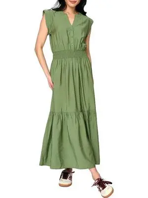 GIBSONLOOK Bohemian Smock Waist Maxi Dress - Vineyard Green