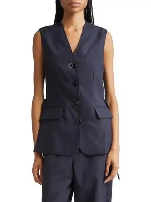 Marni Side Tie Wool Vest - 00b99 Blue Black