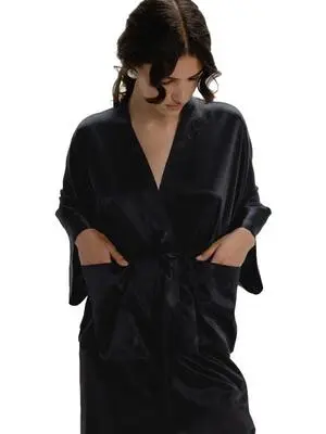 ALAS Silk Kimono Jacket - Black