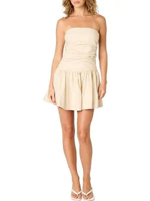 NIA Strapless Mini Dress - Stone